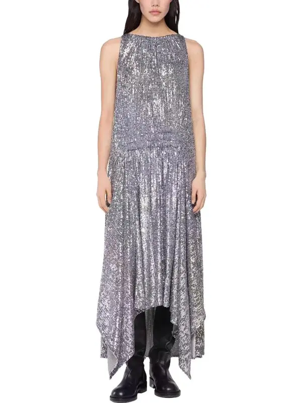Rabanne Sequined Sleeveless High-low Dress - Silver