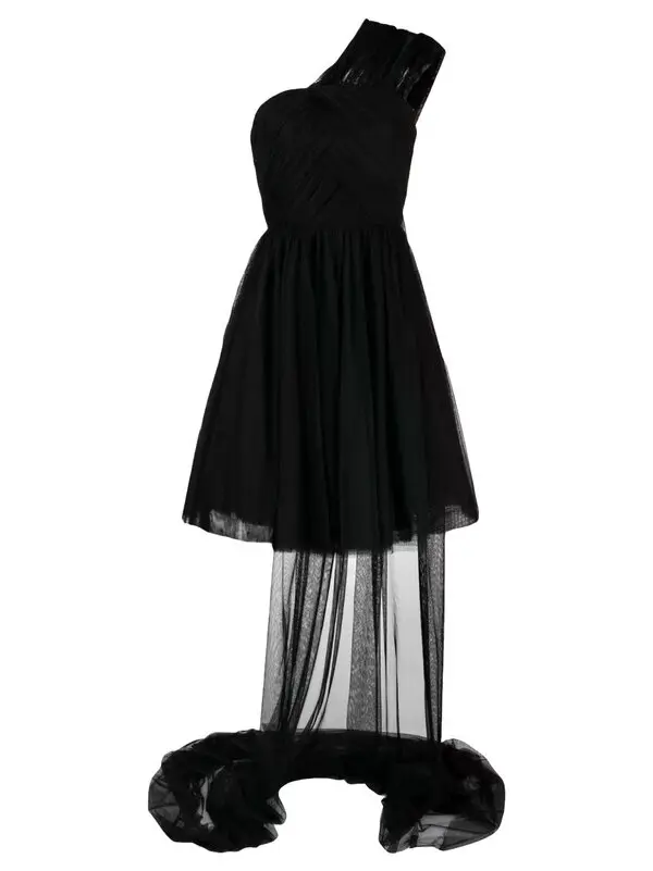 ANOUKI One-shoulder Ruffled Tulle Dress - Black