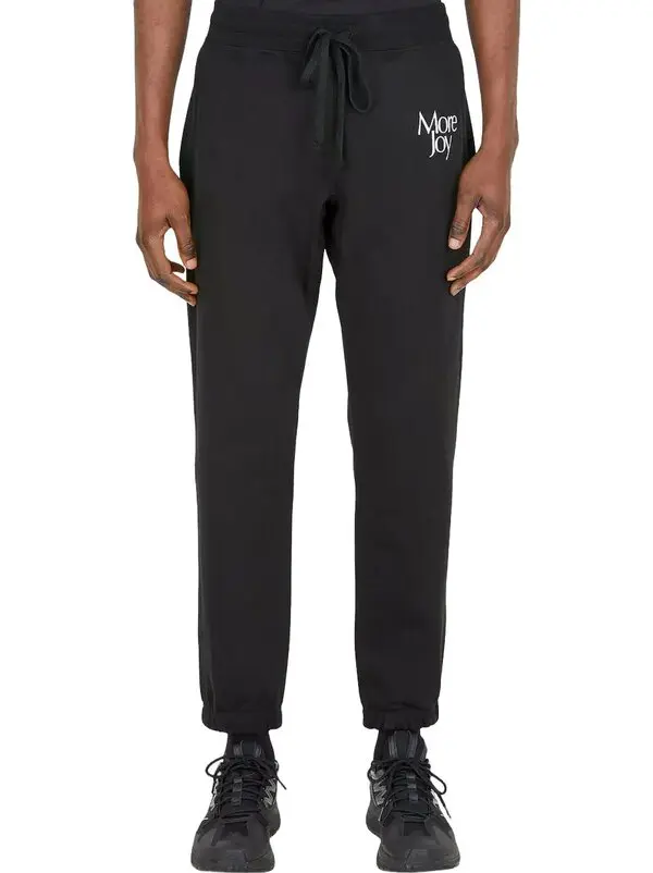 MORE JOY Logo Embroidered Cotton Track Pants - Black