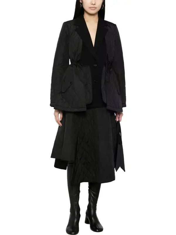 BESFXXK Layered Notched Lapel Blazer - Black