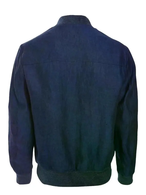 Luciano Barbera Zip-up Linen Bomber Jacket - Blue