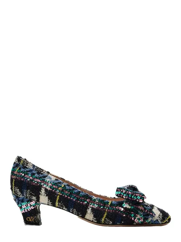 Valentino Garavani Bowow Tweed Pumps With Sequins And Bow Detailing - Multi