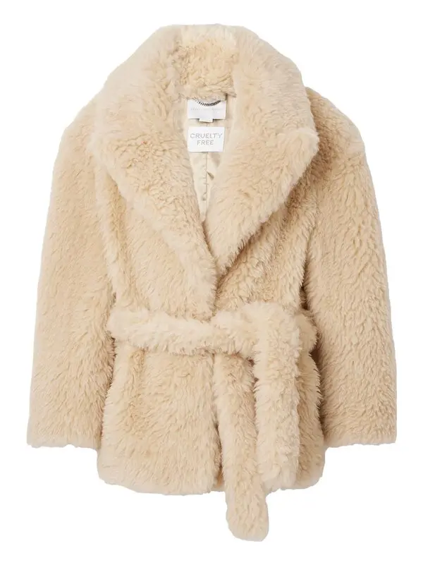 Stella McCartney Wool-blend Fleece Belted Coat - Cream
