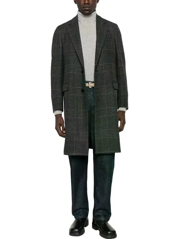 LARDINI Checked Wool Coat - Black