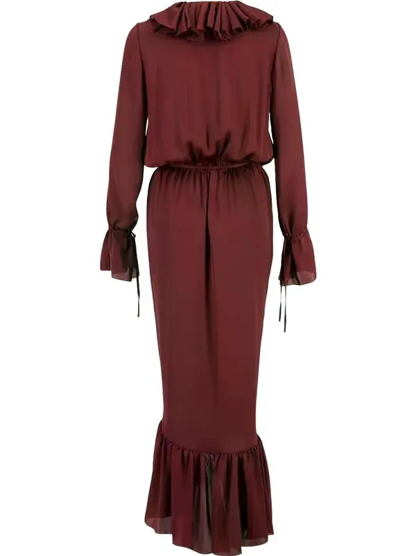 Saint Laurent Bordeaux Silk Dress - Red