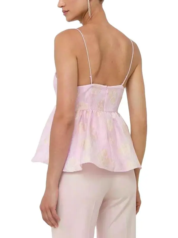 CUSTOMMADE Floral-print Peplum Top - Pink