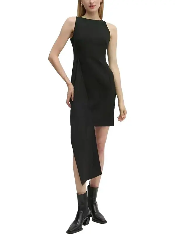 SANDRO FERRONE Sleeveless Drape Mini Dress - Black