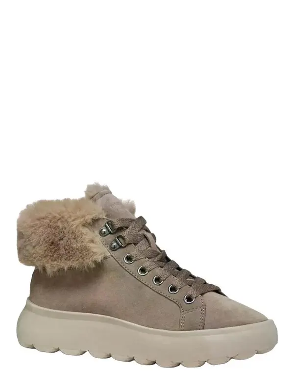 Geox Spherica Ec4.1 Faux-fur Trimmed Sneakers - Brown