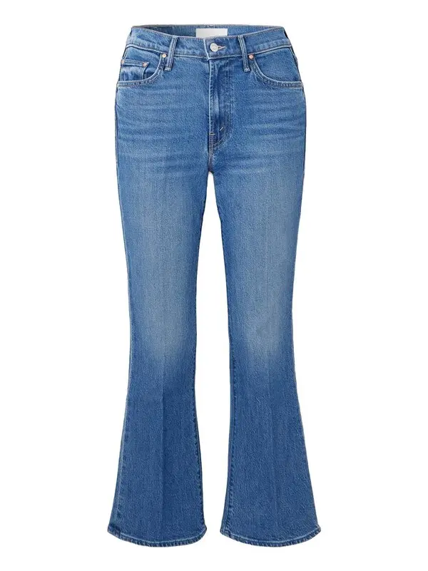 MOTHER The Outsider Flood Cropped Flared Jeans - Blue