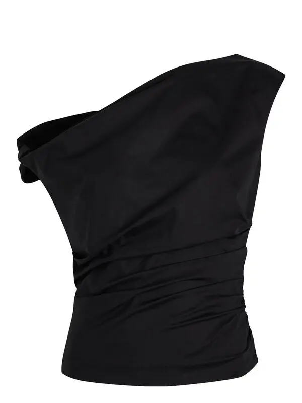 Good American Off-the-shoulder Cotton Poplin Top - Black