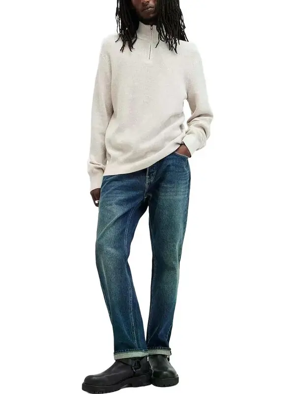 ALLSAINTS Half-zip Waffle-knit Sweater - Neutrals