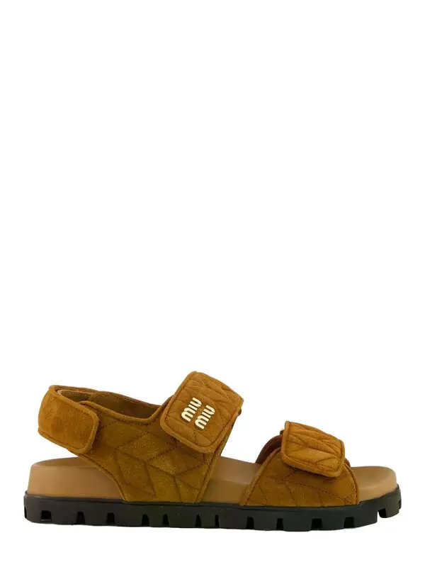 Miu Miu Quilted Double-strap Sandals - Brown