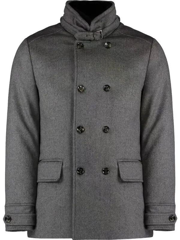 MOORER Double-breasted Coat - Grey