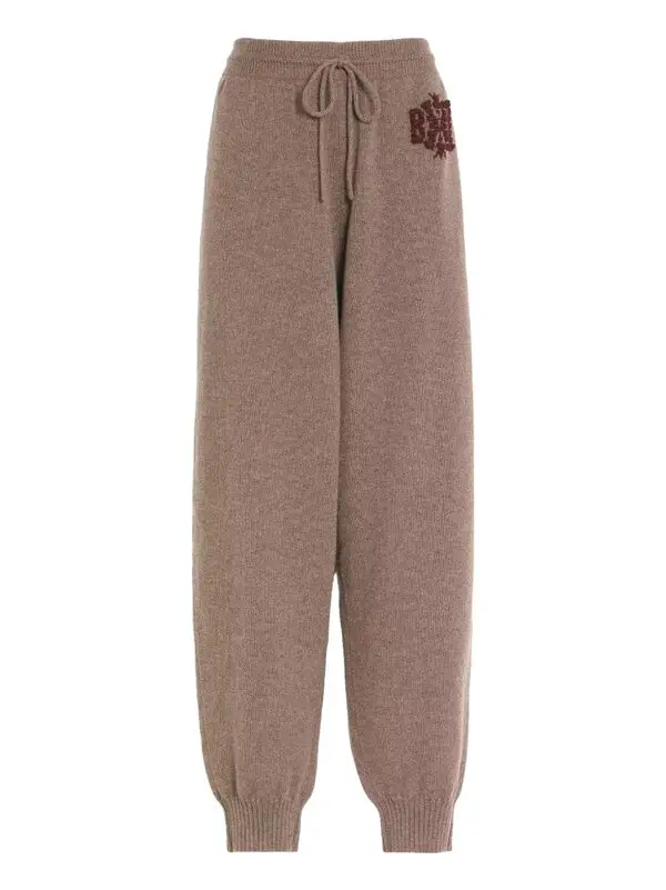 BARRIE Embroidered Logo Knitted Trousers - Brown