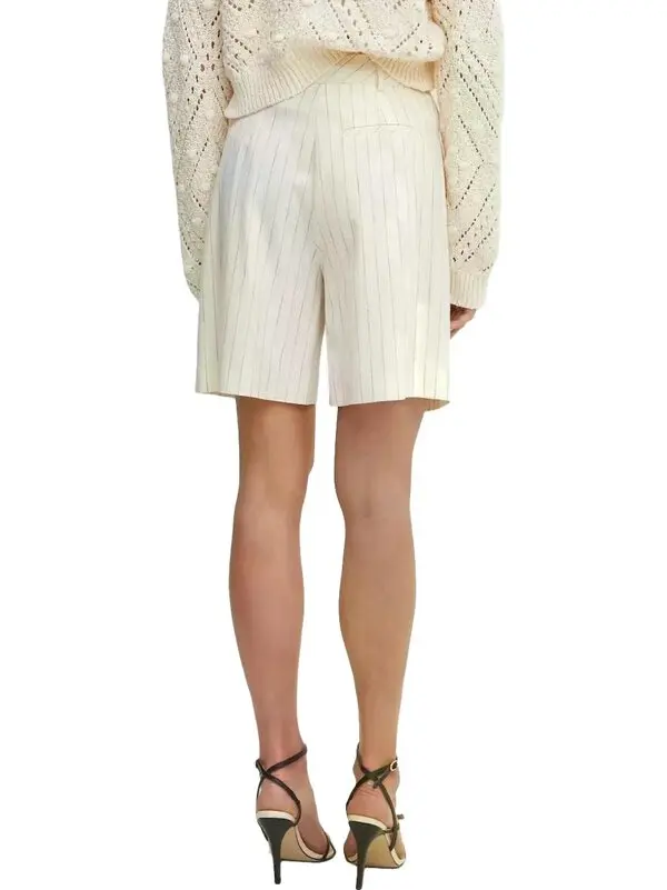 SIMONA CORSELLINI Tailored Pinstriped Pleated Shorts - Neutrals