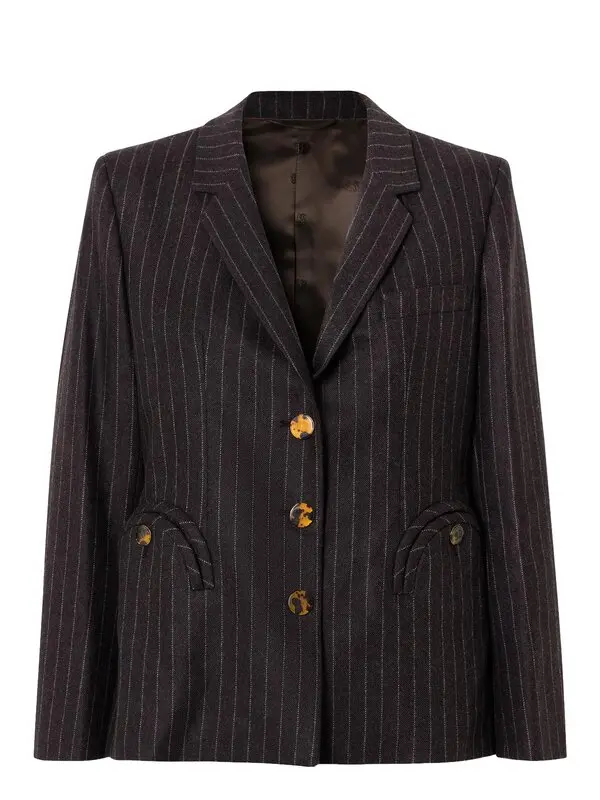 BLAZÉ MILANO Akira Pinstriped Wool And Cashmere-blend Blazer - Brown