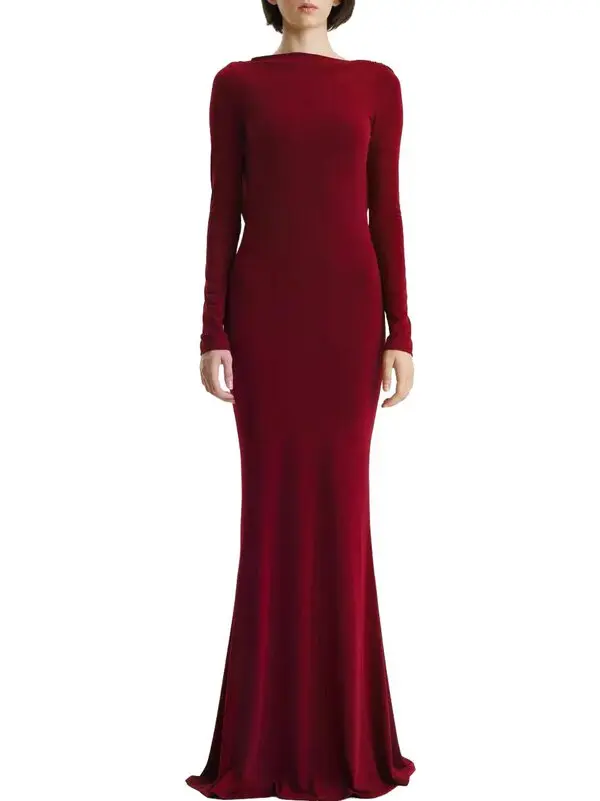 2310 STUDIO Burgundy Cowl Back Maxi Dress - Red