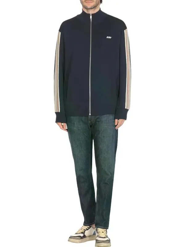 AUTRY Stripe-detail Zip-up Cardigan - Blue