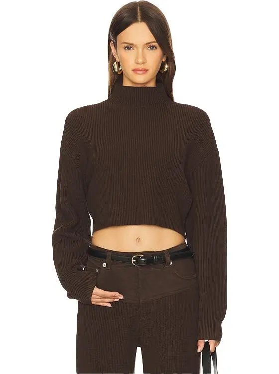 SEROYA Carmen Mid Cropped Sweater - Brown