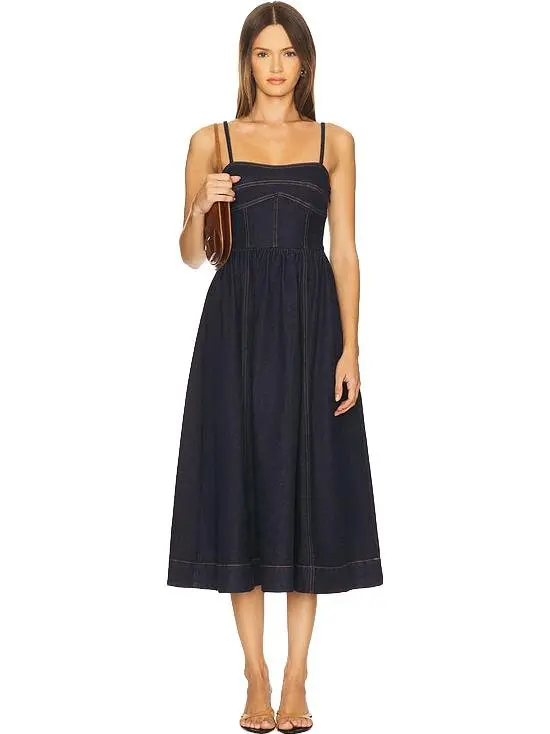 Susana Monaco Denim Corset Midi Dress - Navy