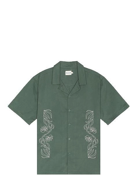 BOUND Floral Embroidery Shirt In . Also - Green