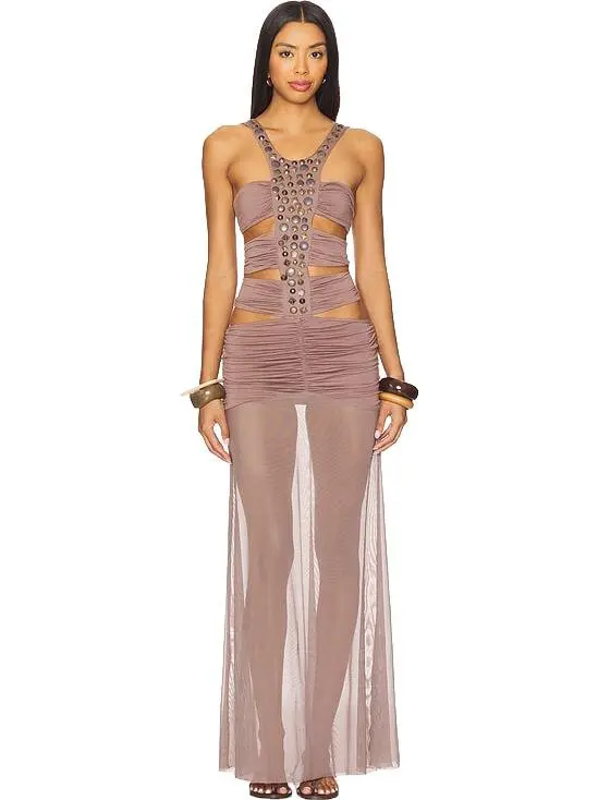 JADED LONDON Hand-beaded Maxi Dress - Purple