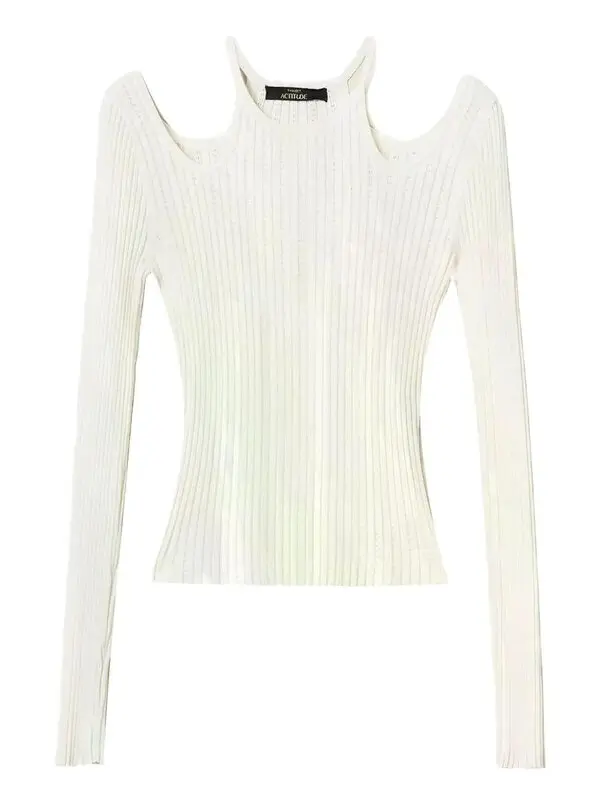 TWINSET Ribbed Cut-out Shoulder Sweater - Neutrals