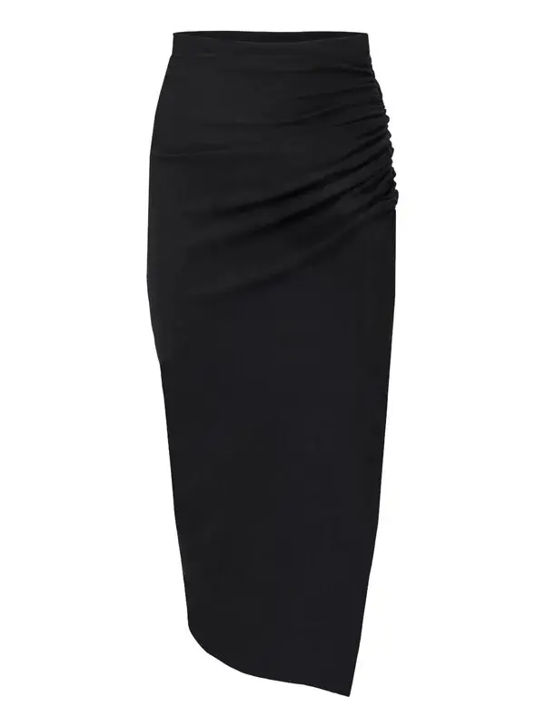 Carolina Herrera Gathered Asymmetric Midi Skirt - Black
