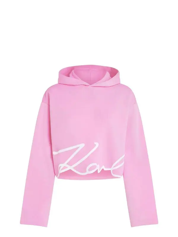 Karl Lagerfeld Signature-hem Hooded Sweater - Pink