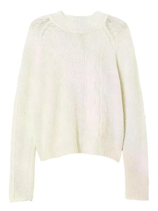 TWINSET Turtleneck Cable Knit Sweater - White