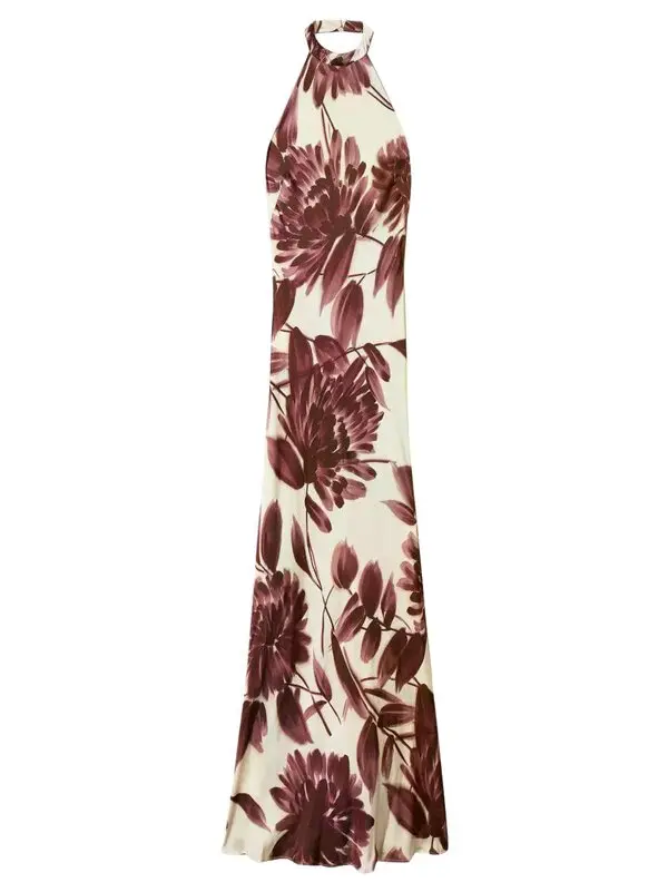 TWINSET Floral Print Halterneck Maxi Dress - Red