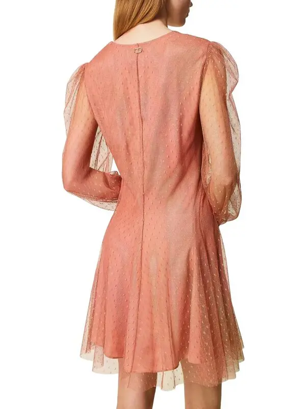TWINSET Tulle Puff-sleeve Mini Dress - Pink