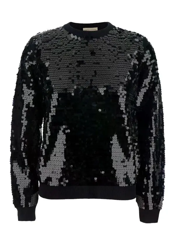 SEMICOUTURE Sequin Embellished Virgin Wool-cashmere Blend Sweater - Black