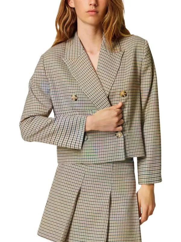 TWINSET Houndstooth-pattern Double-breasted Blazer - Brown