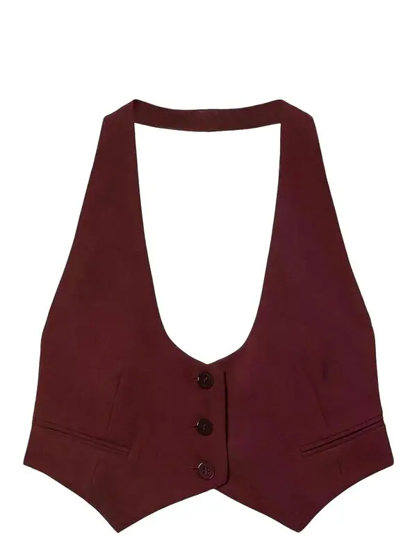 TWINSET Halter-neck Buttoned Waistcoat - Red