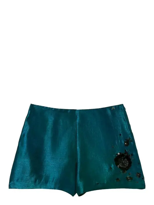 TWINSET Embroidered Sequin Shorts - Green