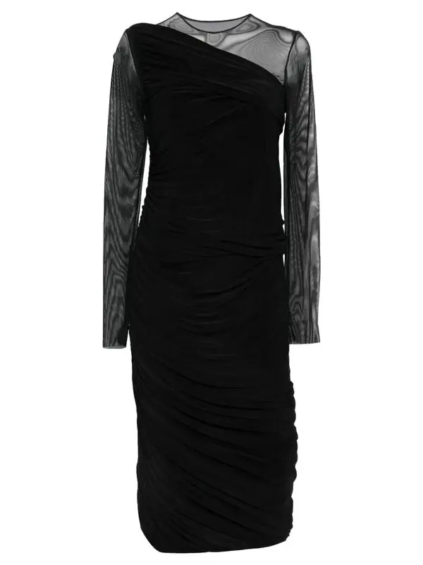 Norma Kamali Draped Long Sleeve Midi Dress - Black