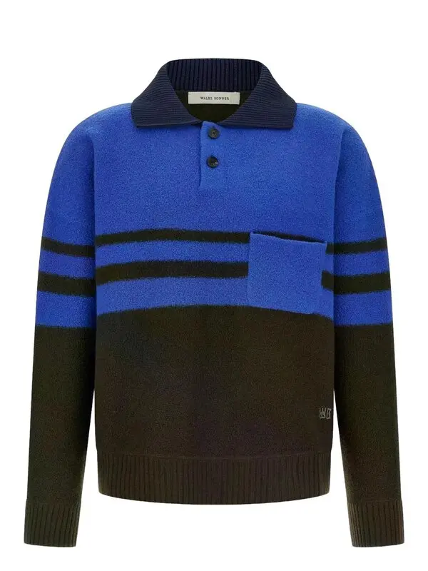 WALES BONNER Stripe-panel Polo Shirt - Black