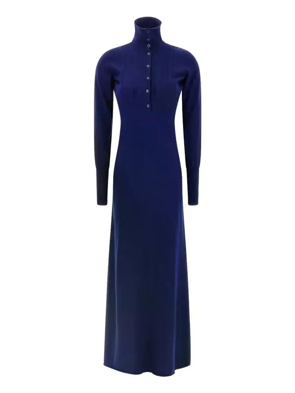 TOM FORD Ribbed-knit Polo Maxi Dress - Blue
