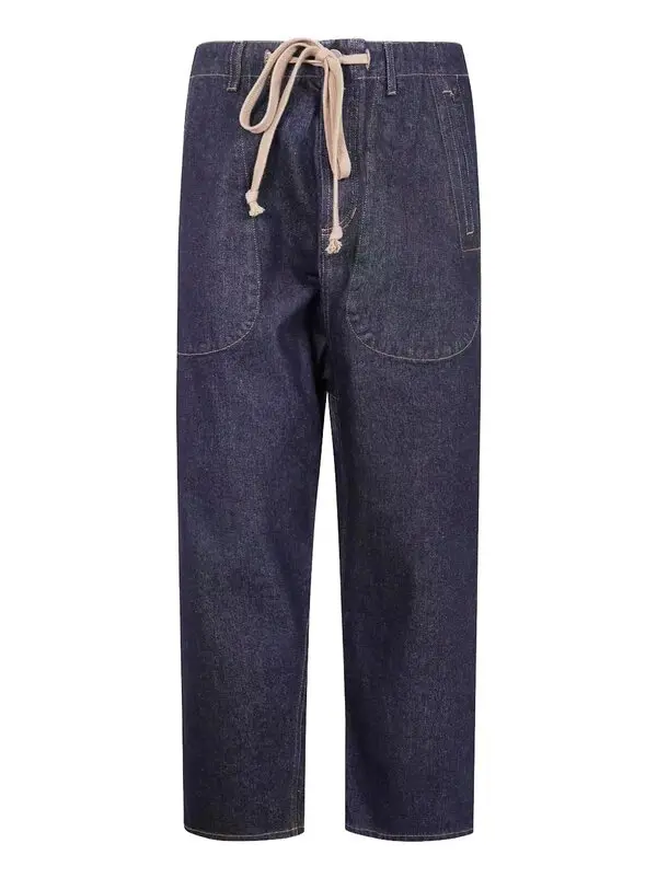 UMA WANG Drawstring Pocketed Straight-leg Jeans - Blue