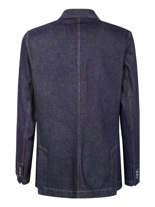 UMA WANG Buttoned Patch-pocket Denim Jacket - Blue