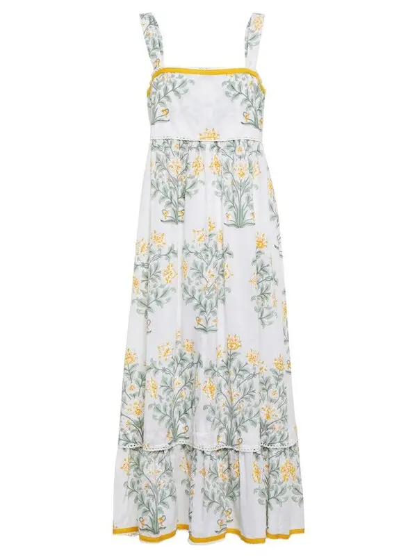 JULIET DUNN Floral Cotton Tiered Midi Dress - Multicoloured
