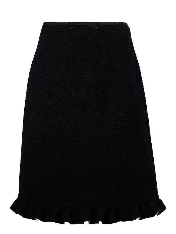 Valentino Garavani Ruffled Wool-blend Miniskirt - Black