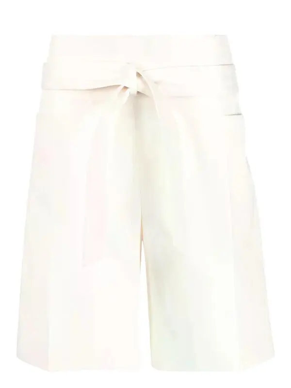 TOTEME Belted Waist Cotton Shorts - Neutrals