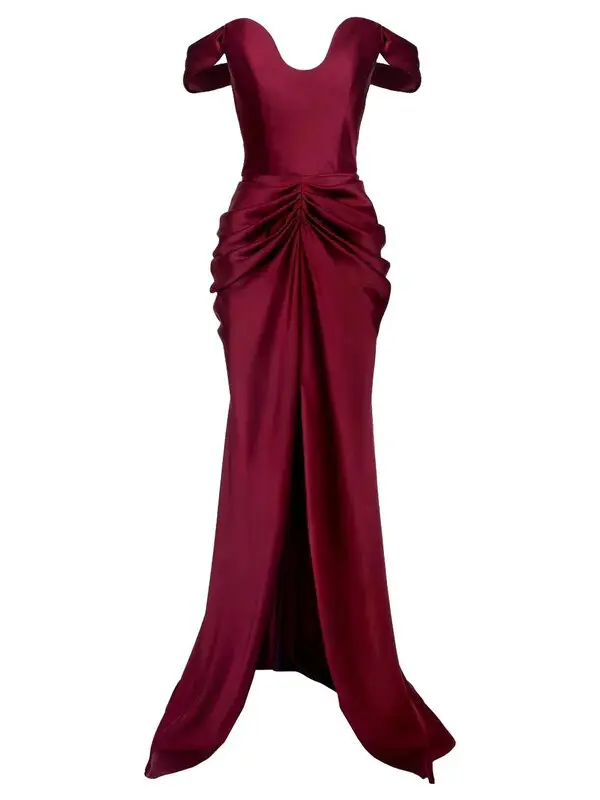 ANA RADU Off-the-shoulder Draped Gown - Red