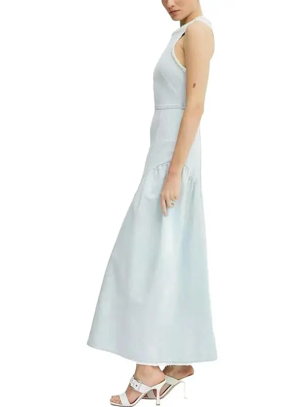 IVY OAK Sleeveless Frayed Edge Denim Maxi Dress - Blue