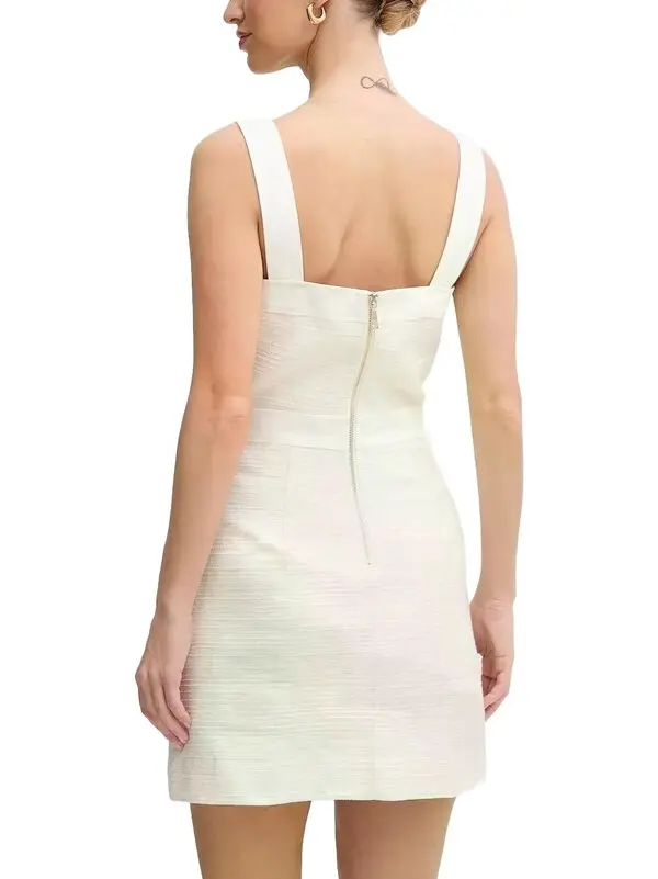 Guess Square-neck Tweed Dress - Neutrals