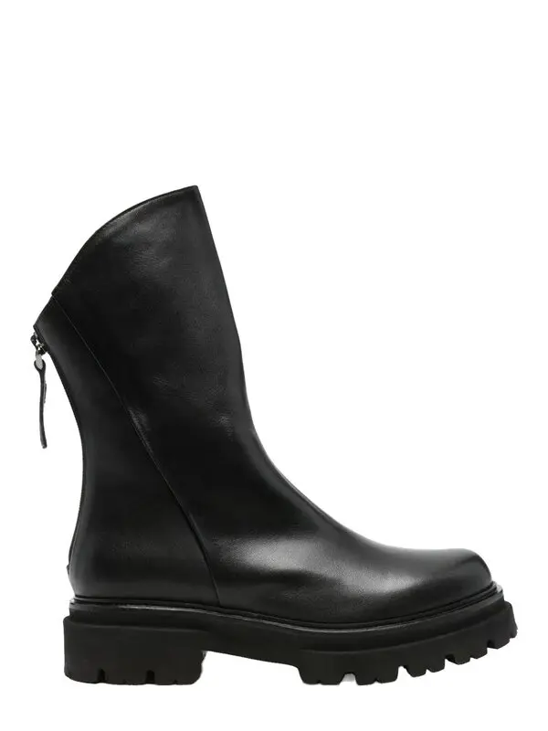 THEA MIKA Leather Zip Detail Boots - Black