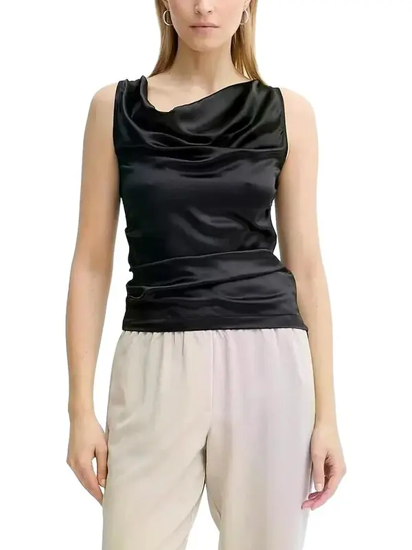 AERON Camille Sleeveless Cowl-neck Top - Black