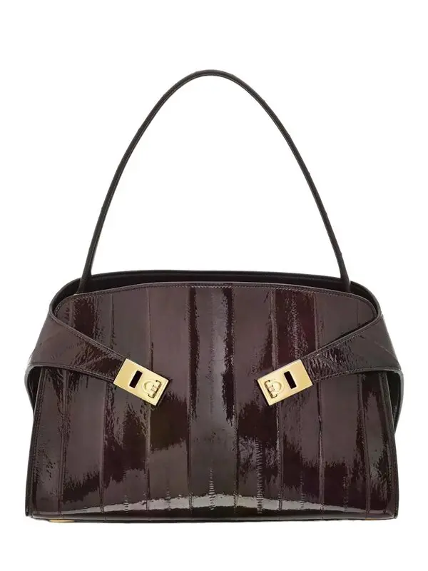 FERRAGAMO Medium Hug Soft Shoulder Bag In Eel Leather - Brown